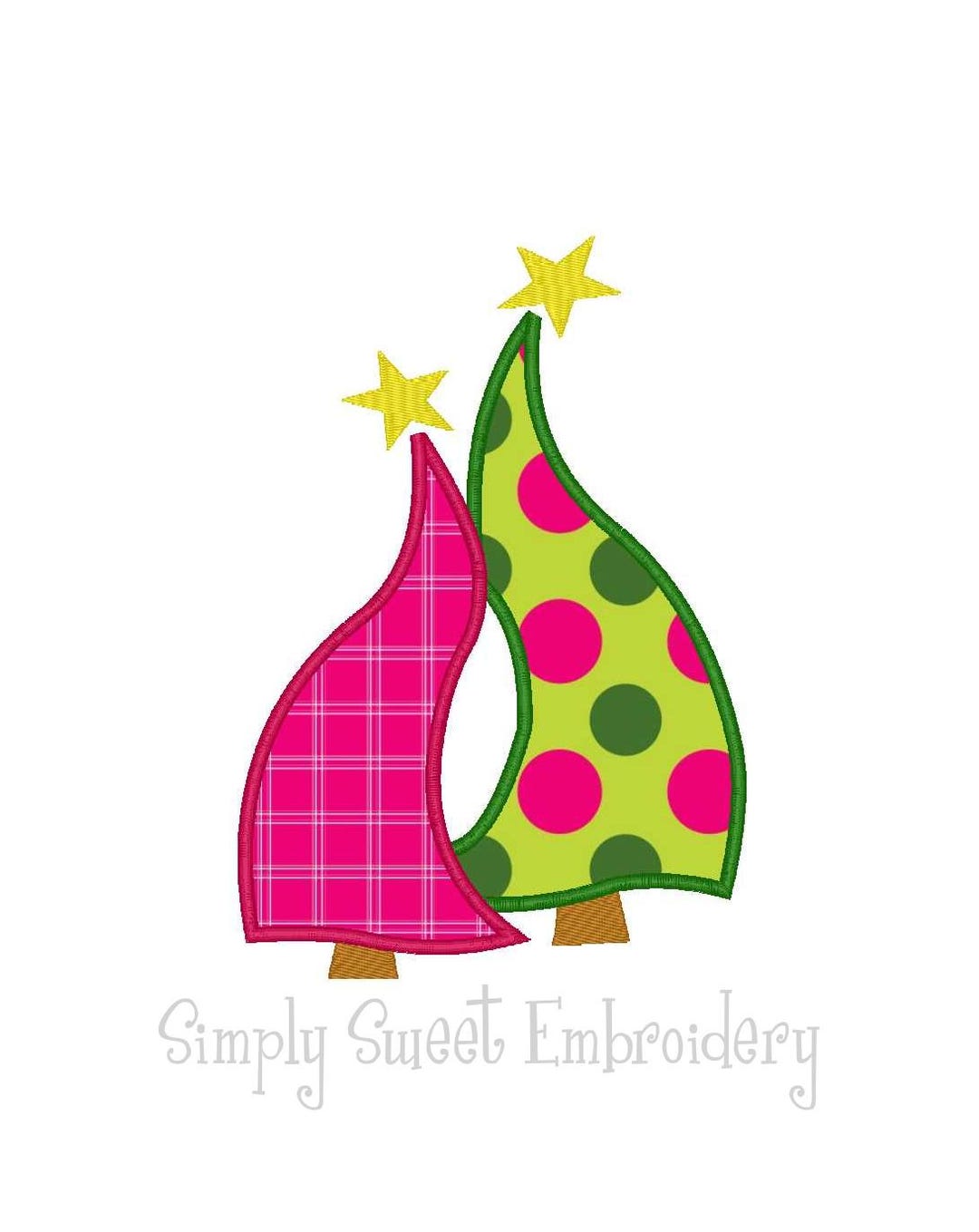 Wavy Christmas Trees Machine Embroidery Applique Design - Etsy