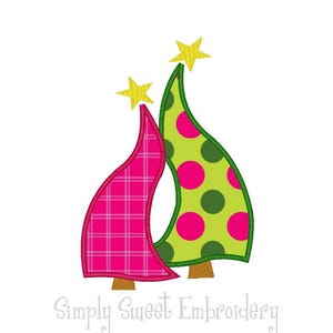 Wavy Christmas Trees Machine Embroidery Applique Design - Etsy