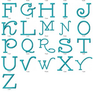 Curly Font 3 Machine Embroidery Monogram Font Design Set 3 Sizes - Etsy