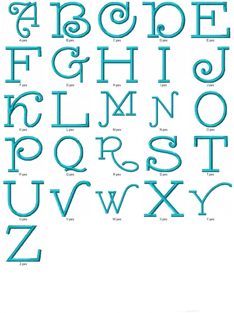 Curly Font 3 Machine Embroidery Monogram Font Design Set 3 - Etsy