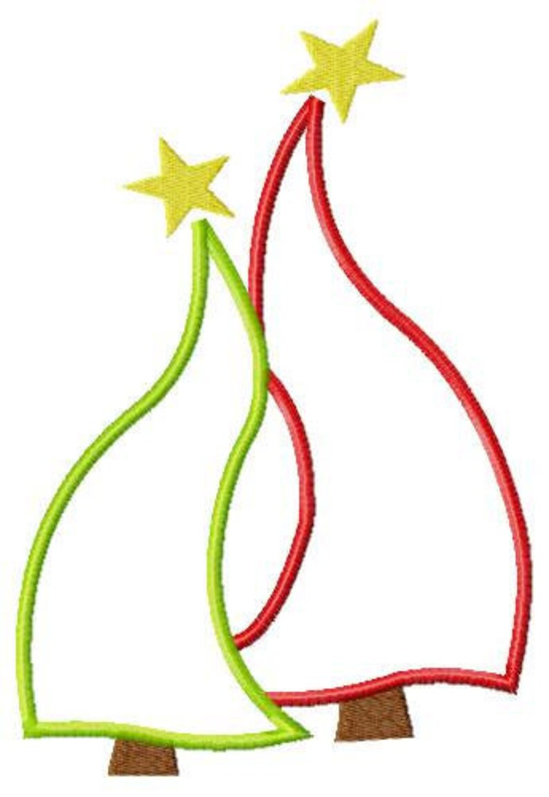 Wavy Christmas Trees Machine Embroidery Applique Design - Etsy