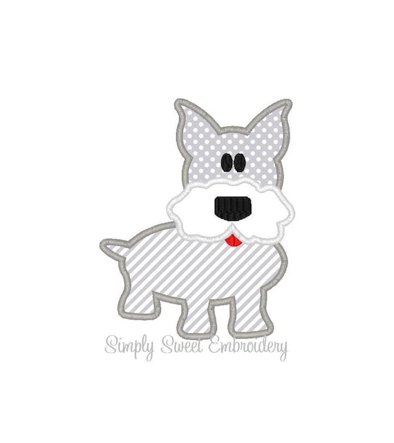 Schnauzer Puppy Machine Embroidery Applique Design - Etsy