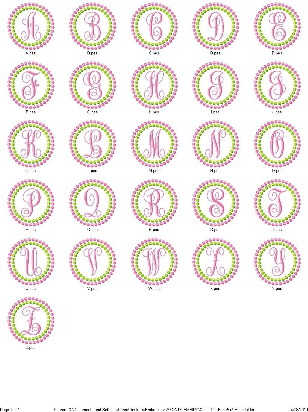 Circle Dots Machine Embroidery Monogram Font Set 4x4 Hoop | Etsy