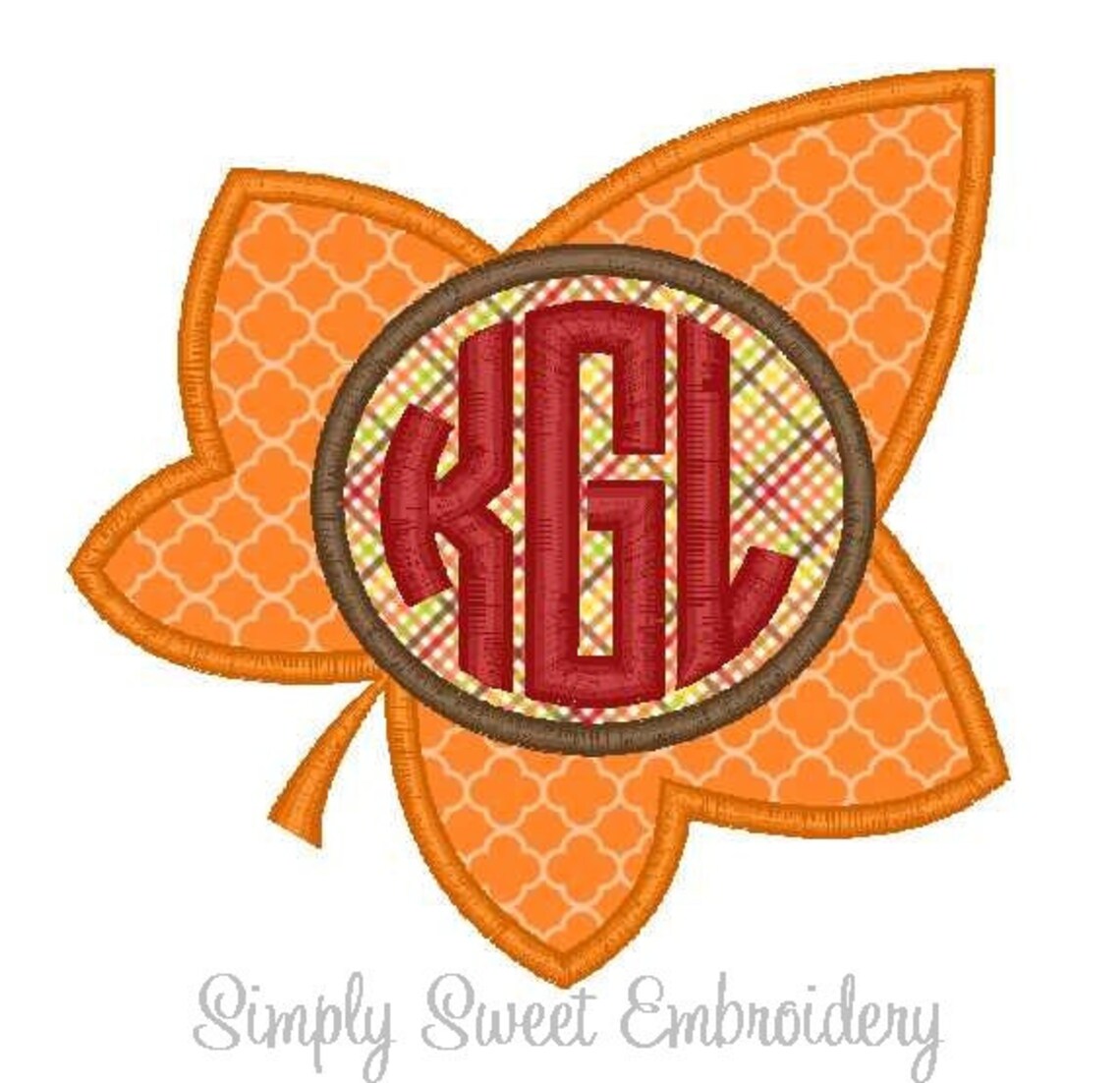 Leaf Monogram Machine Embroidery Applique Design - Etsy