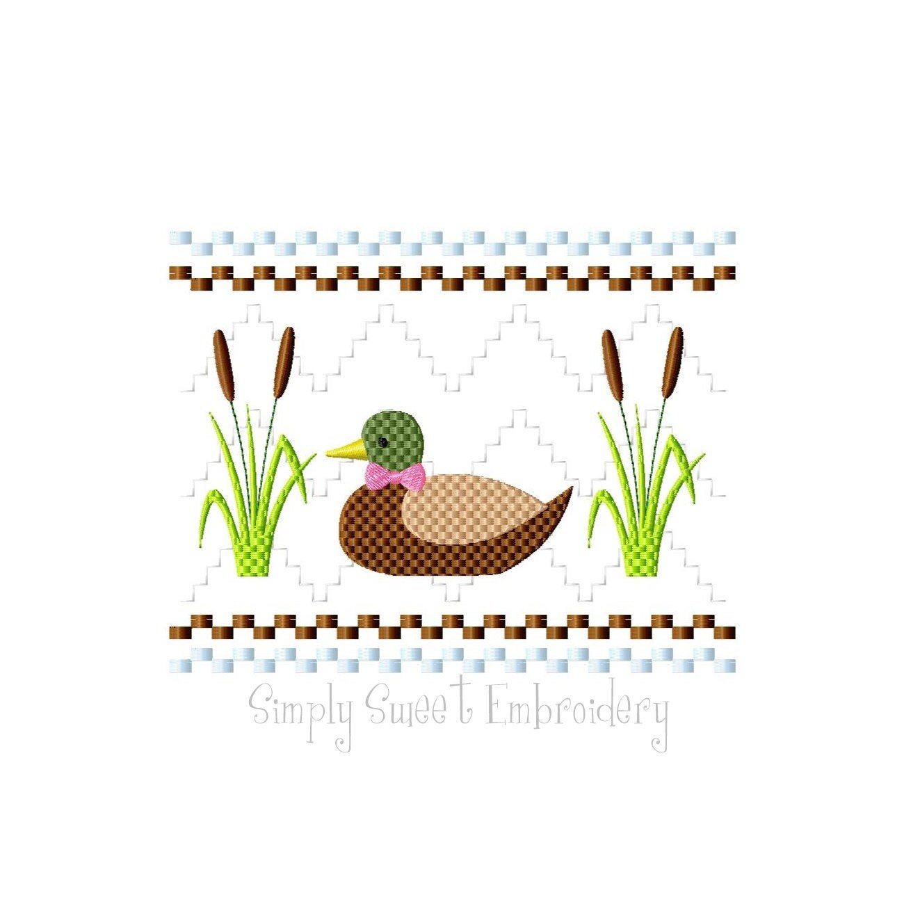 Faux Smocking Girl Mallard Machine Embroidery Design - 3 Sizes - Etsy