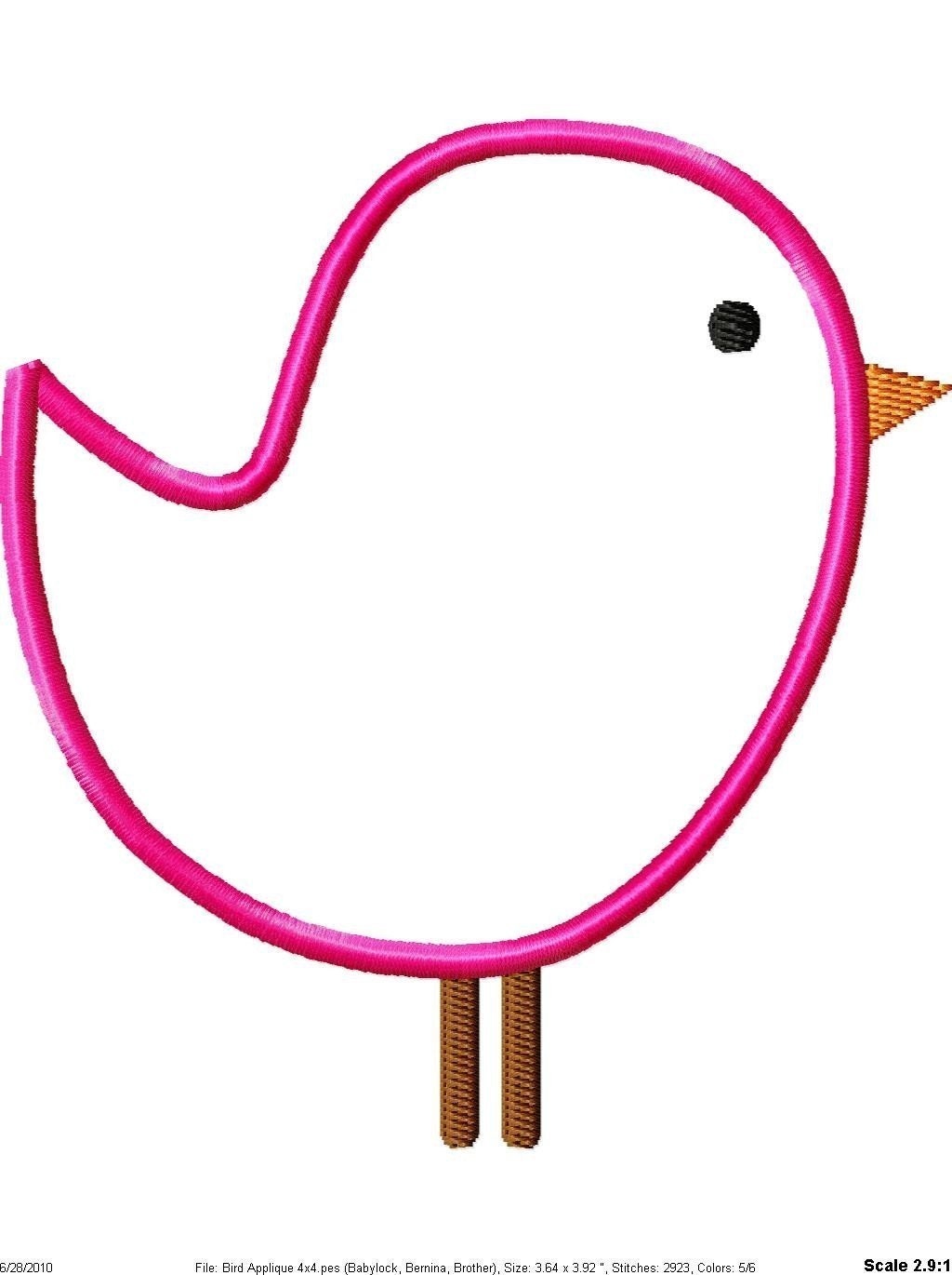 Little Bird Machine Embroidery Applique Design 2 Sizes - Etsy