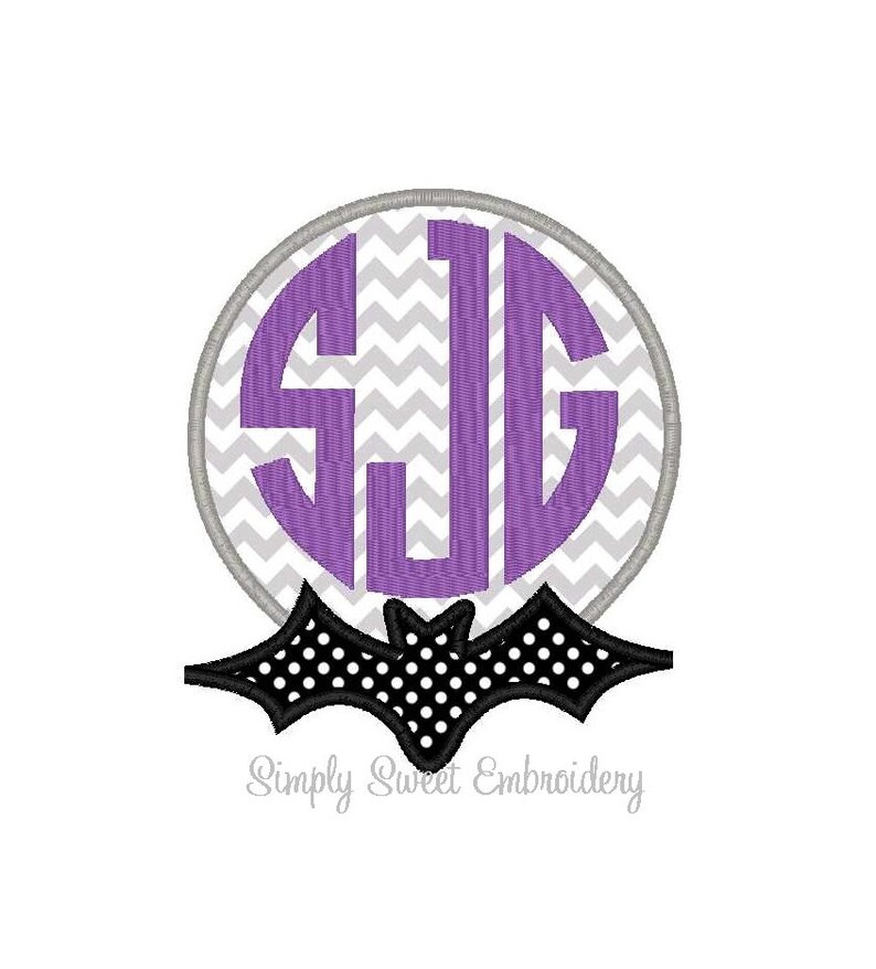 Bat Monogram Machine Embroidery Applique Design - Etsy