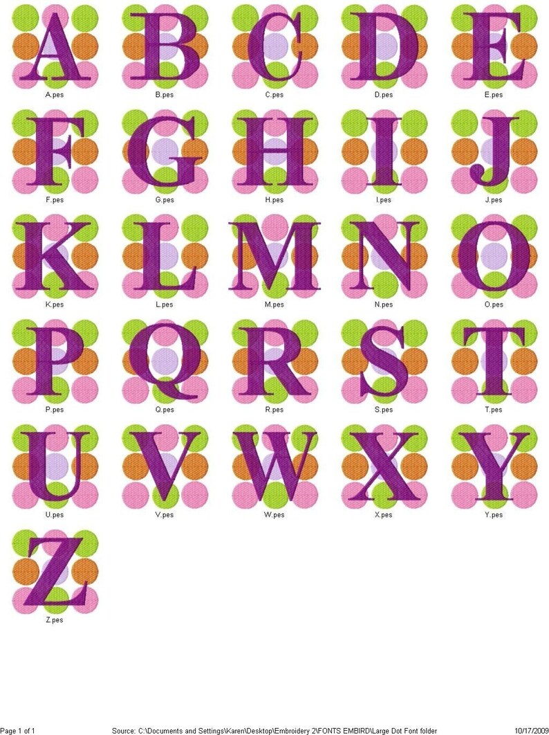 Large Dots Machine Embroidery Monogram Font Set - Etsy