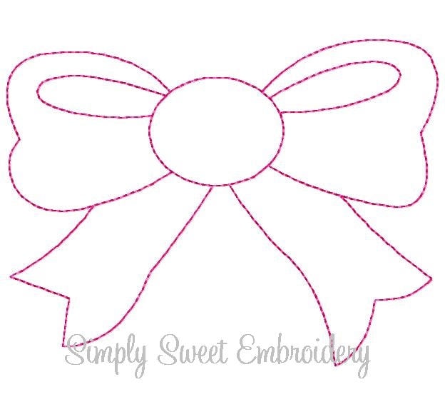 Vintage Bow Outline Machine Embroidery Design - Etsy