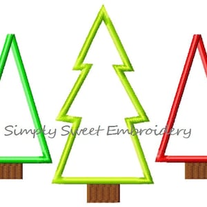 Christmas Tree Trio Machine Embroidery Applique Design - Etsy