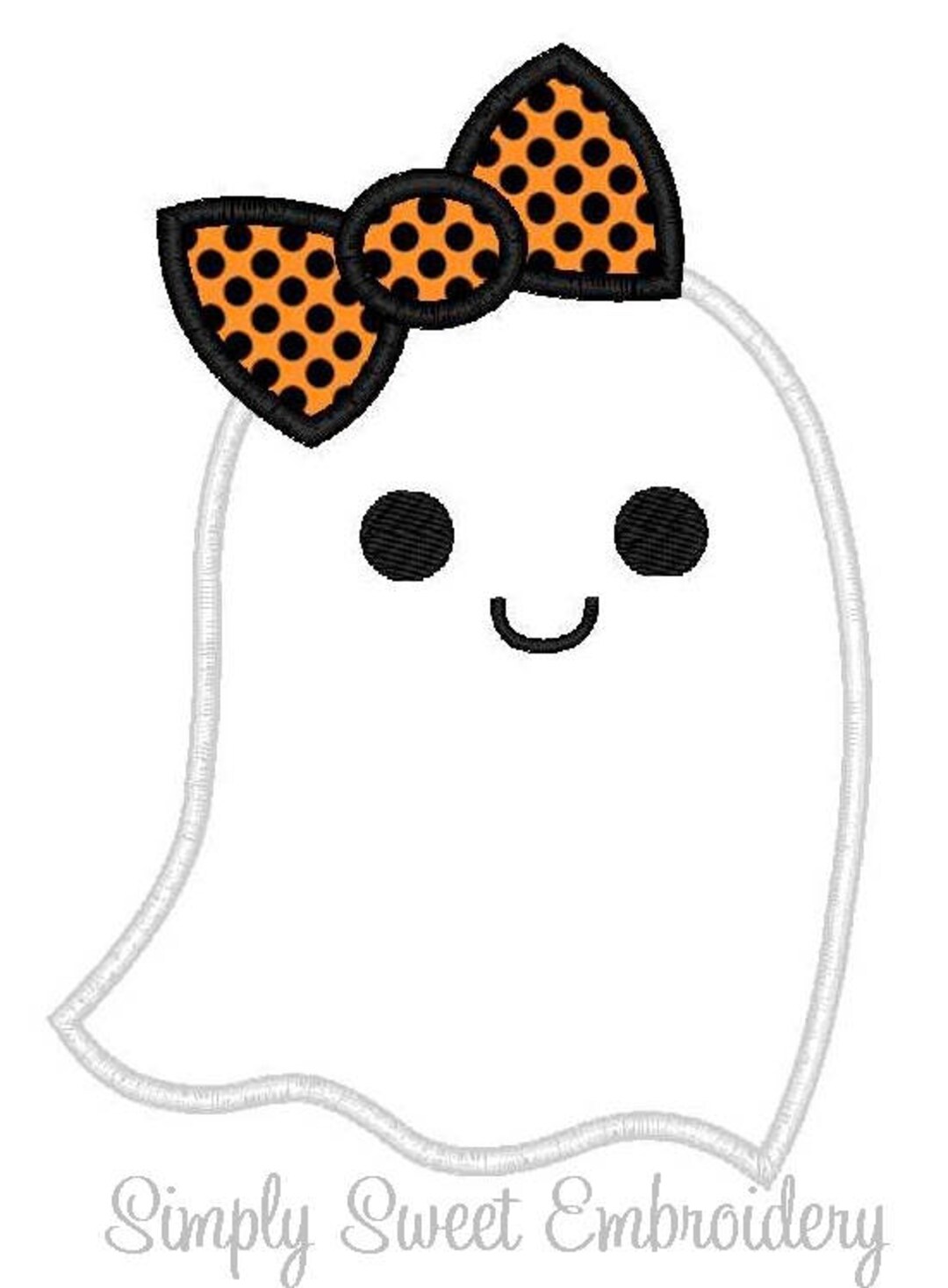 Girl Ghost Bow Machine Embroidery Applique Design - Etsy