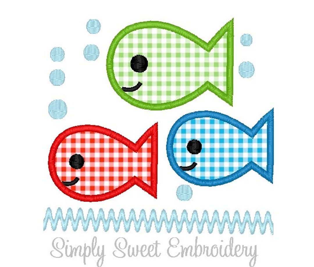 Three Fish Machine Embroidery Applique Design - Etsy