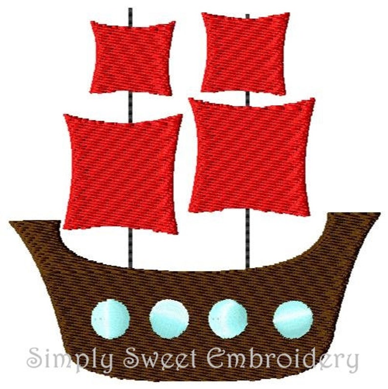 Pirate Ship Machine Embroidery Mini Design | Etsy