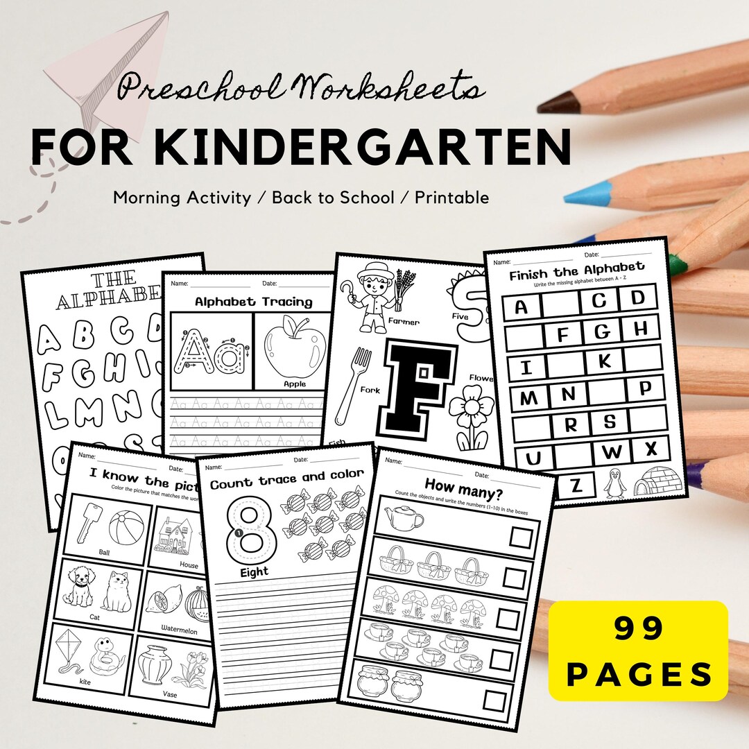 99 Pages Preschool Learning Worksheets for Kindergarten Activities ...