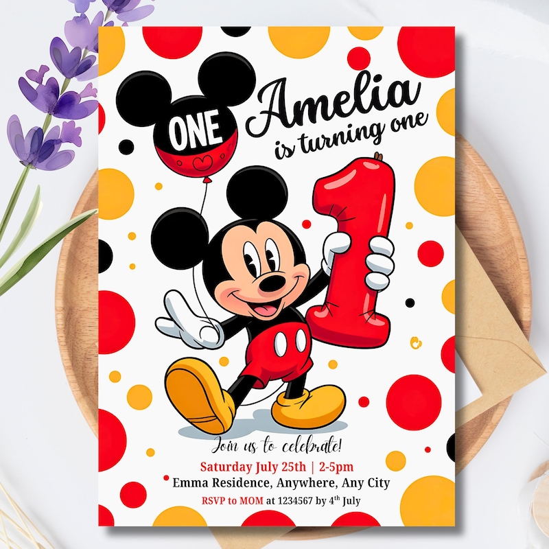 Mickey Mouse Party Flyers - Etsy