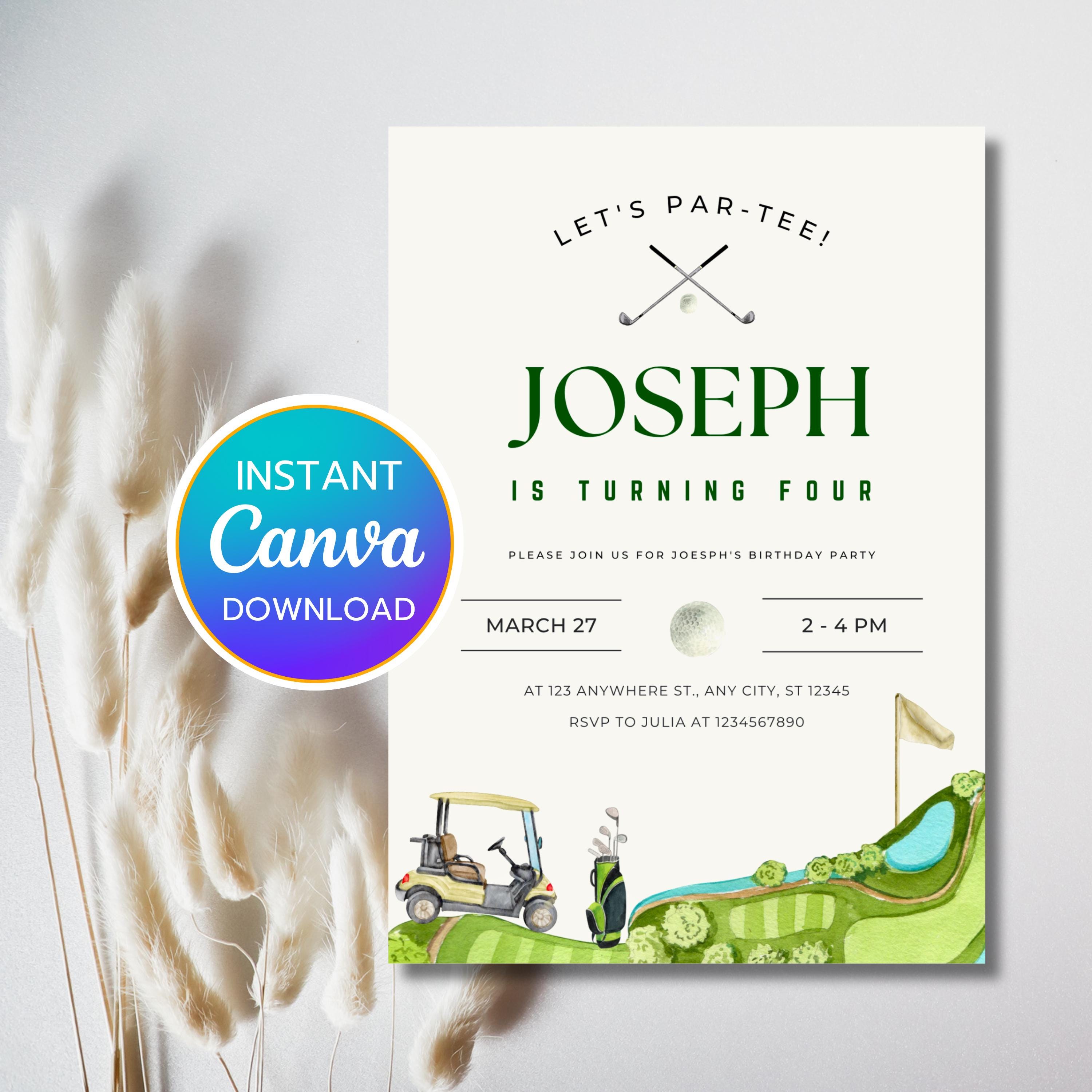 Editable Golf Birthday Invitation, Golf Par-tee Invite, Hole-in-one ...