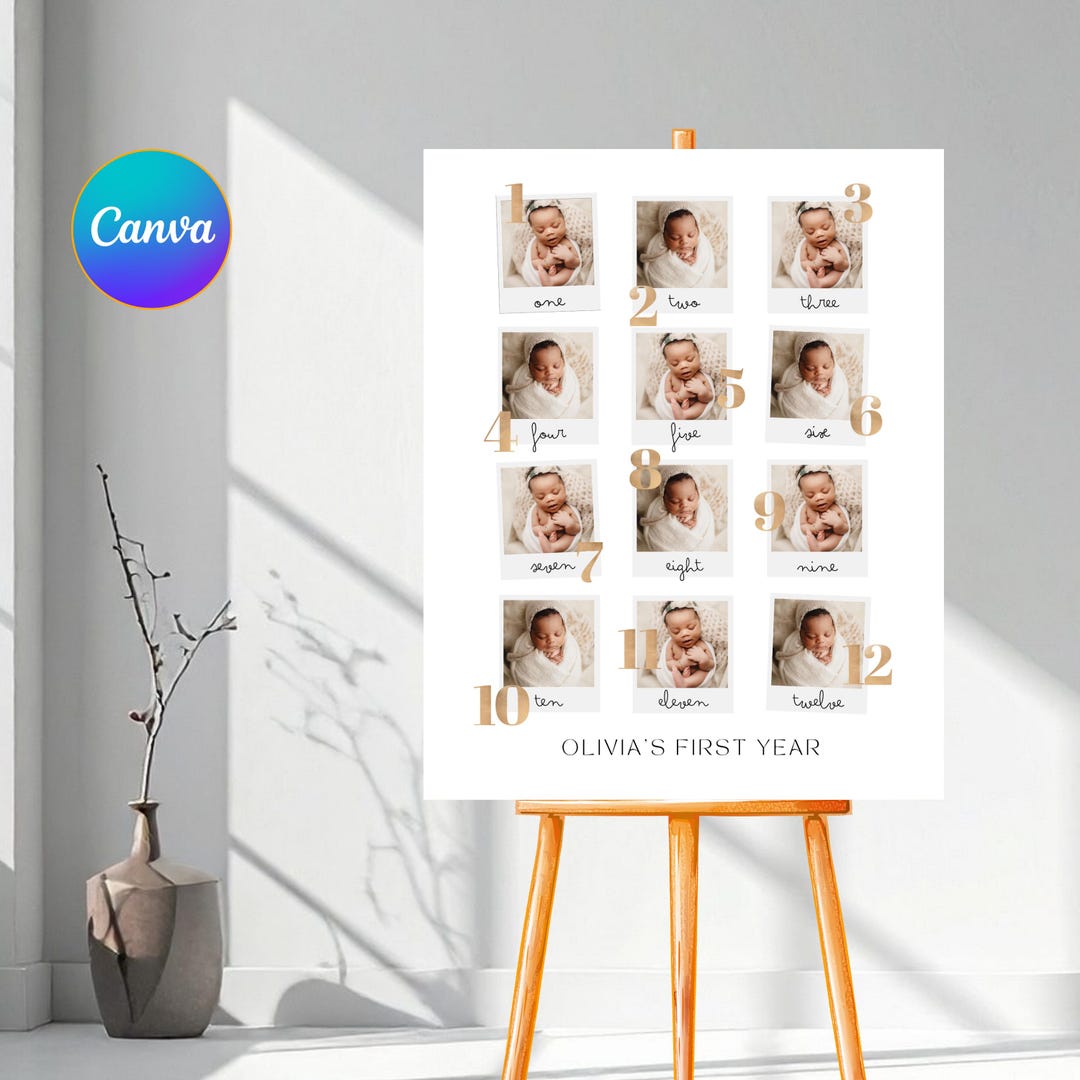 Editable First Birthday Milestone Sign Template, First Birthday Stats ...
