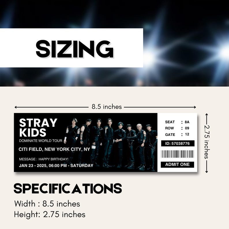 Stray Kids Dominate Personalized Concert Ticket, Stray Kids Kpop, Dominate World Tour North ...