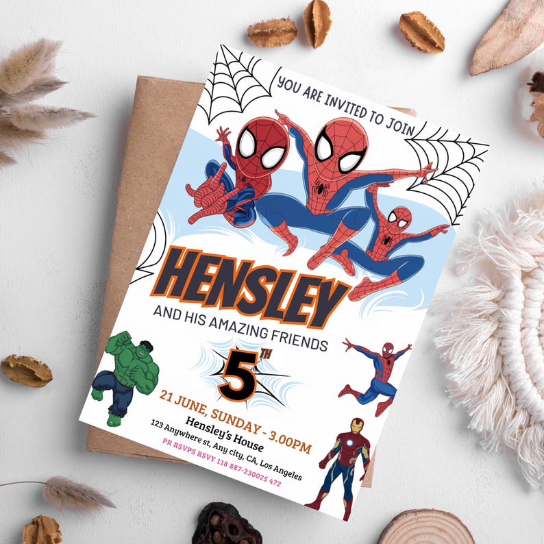 Spider Man Invitation Template, Printable Birthday Party Invitation ...