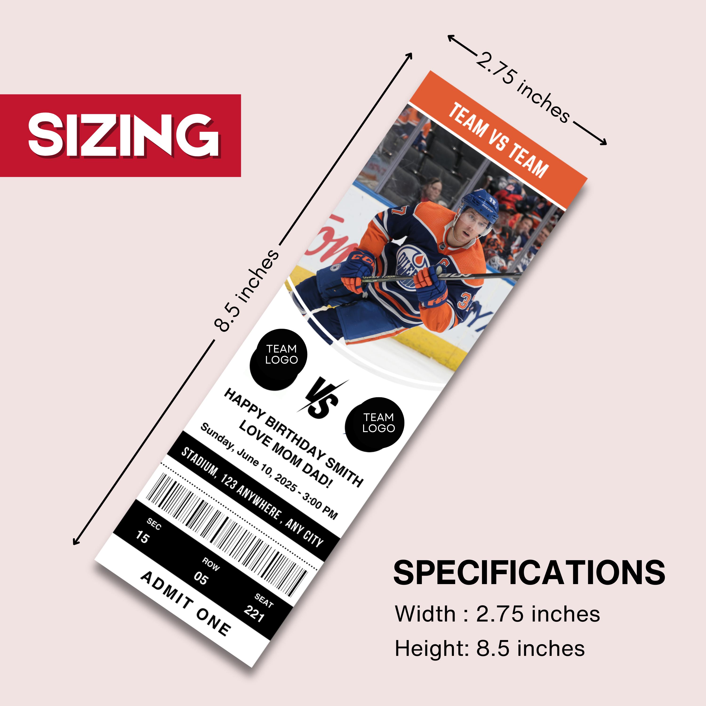 Editable Hockey Game Ticket Template: Surprise Gift, Canva Template ...