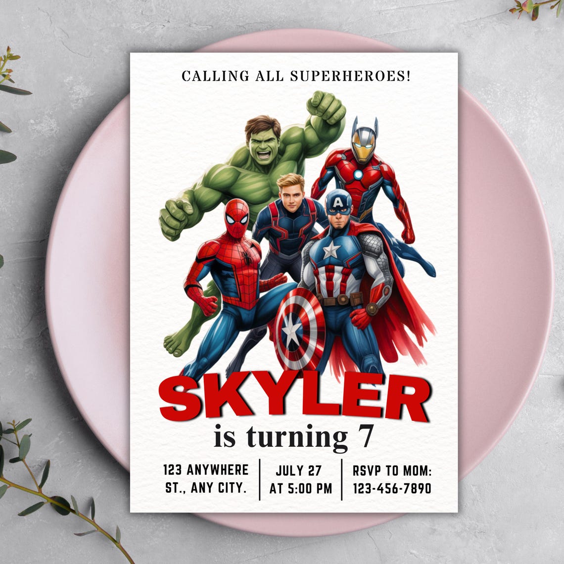 Superhero Birthday Invitation Template, Avengers Superhero Bday ...