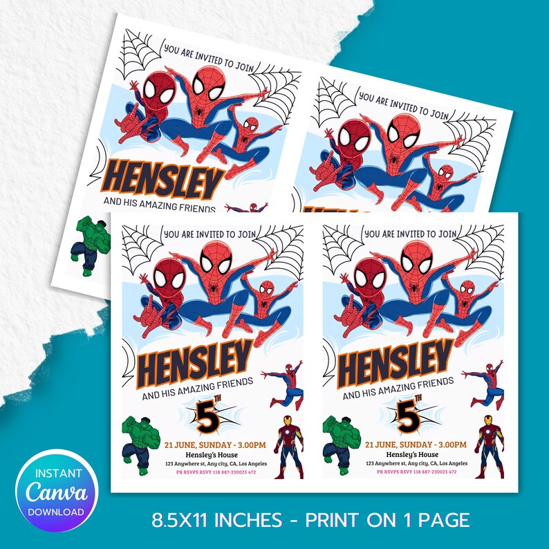 Spider Man Invitation Template, Printable Birthday Party Invitation ...