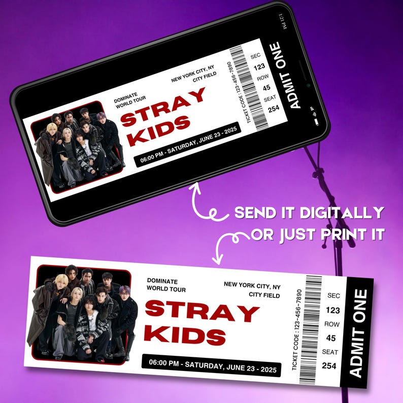 Stray Kids Dominate Personalized Concert Ticket, Stray Kids Kpop, Dominate World Tour North ...