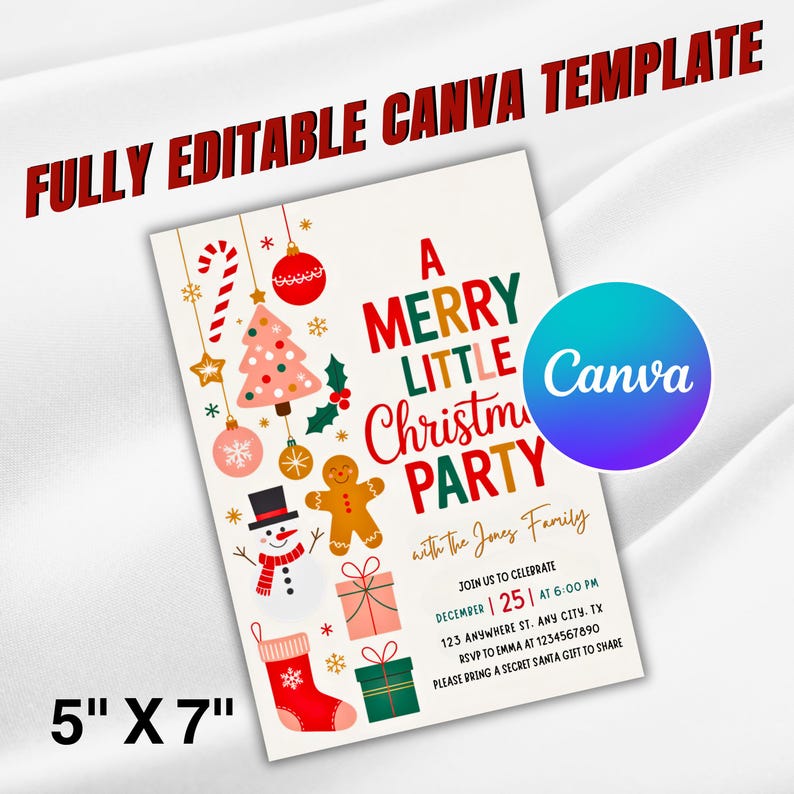 Editable Christmas Party Invitation, Christmas Invitation, Christmas ...