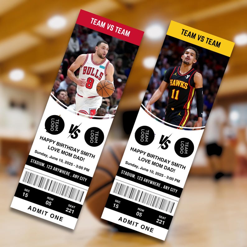 Custom Basketball Game Ticket Template: NBA Surprise Gift, Digital ...