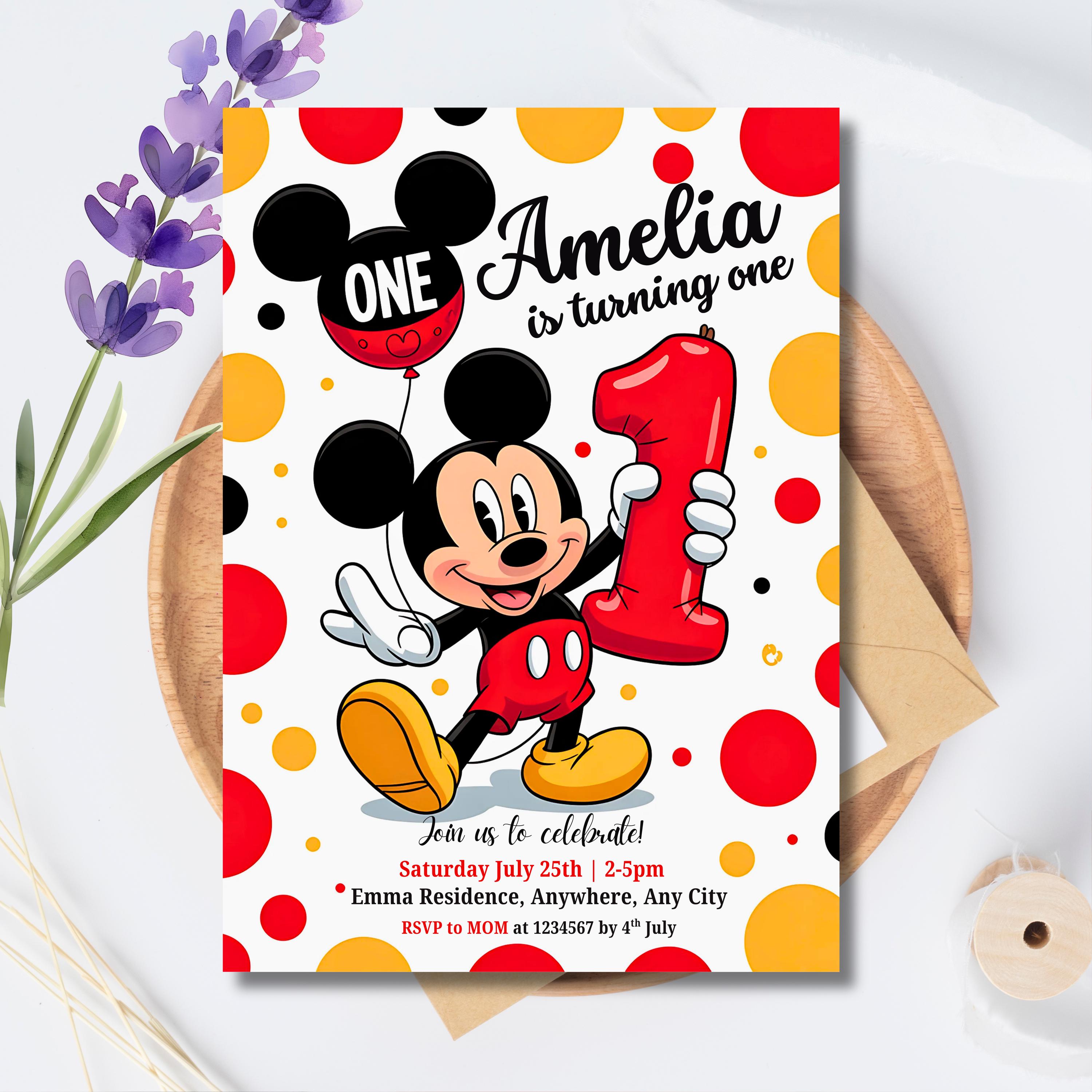 Mickey Mouse Birthday Invitation, Printable Invitation Mickey,, Oh ...