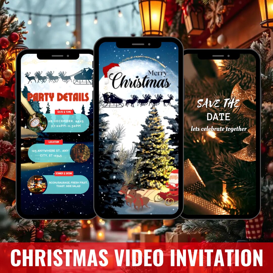 Editable Animated Christmas Party Invitation Christmas Video Party