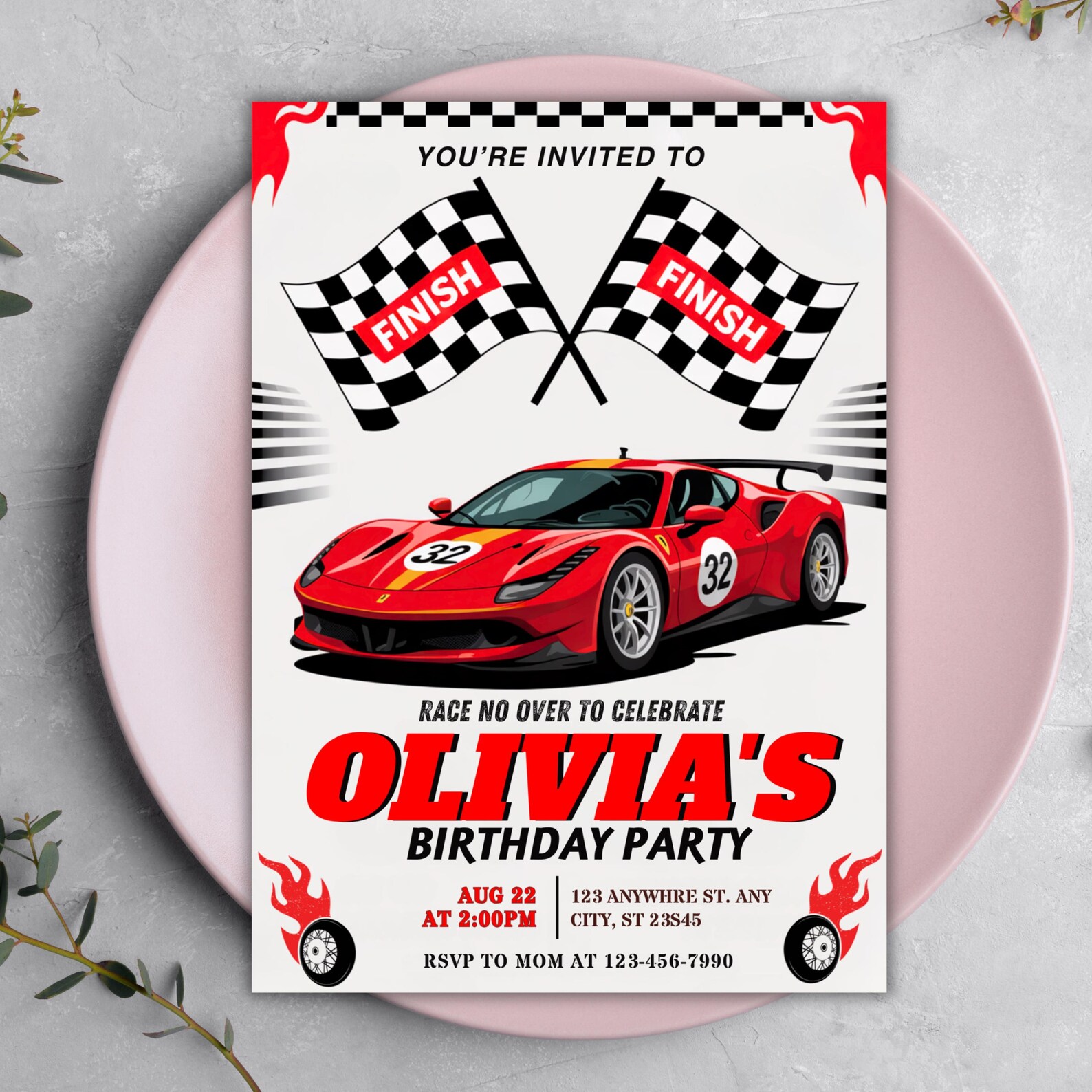 Editable Race Car Birthday Invitation Template, Racing Car, Race on ...