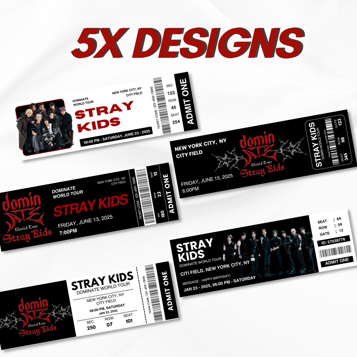 Stray Kids Dominate Personalized Concert Ticket, Stray Kids Kpop, Dominate World Tour North ...