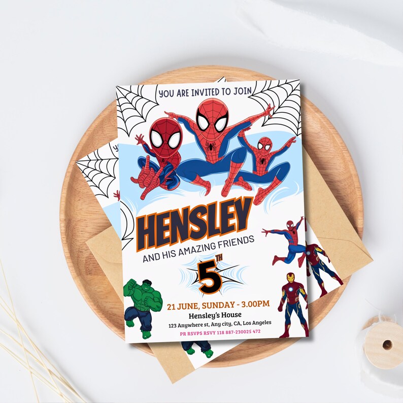 Spider Man Invitation Template, Printable Birthday Party Invitation ...