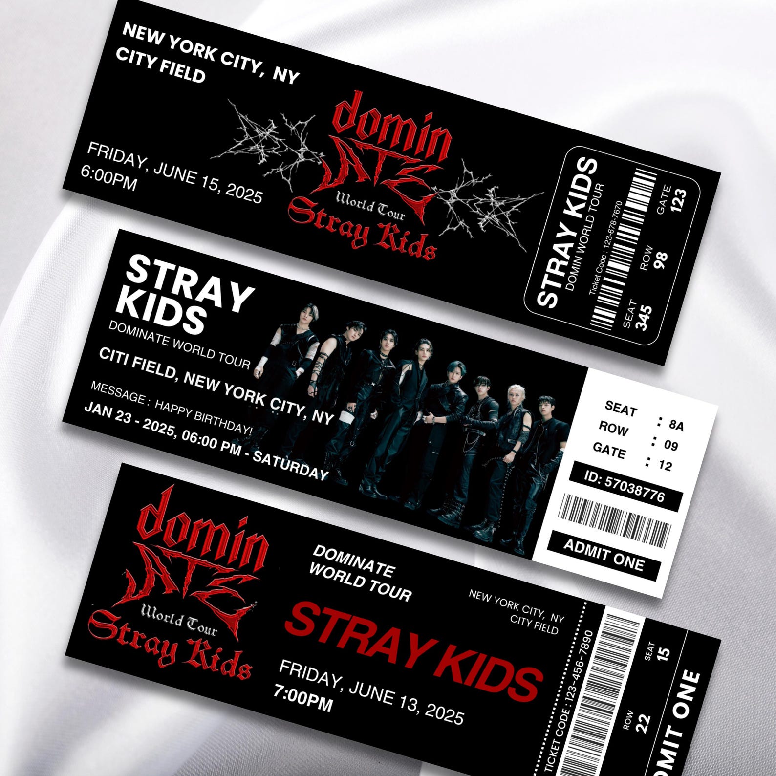 Stray Kids Dominate Personalized Concert Ticket, Stray Kids Kpop, Dominate World Tour North ...