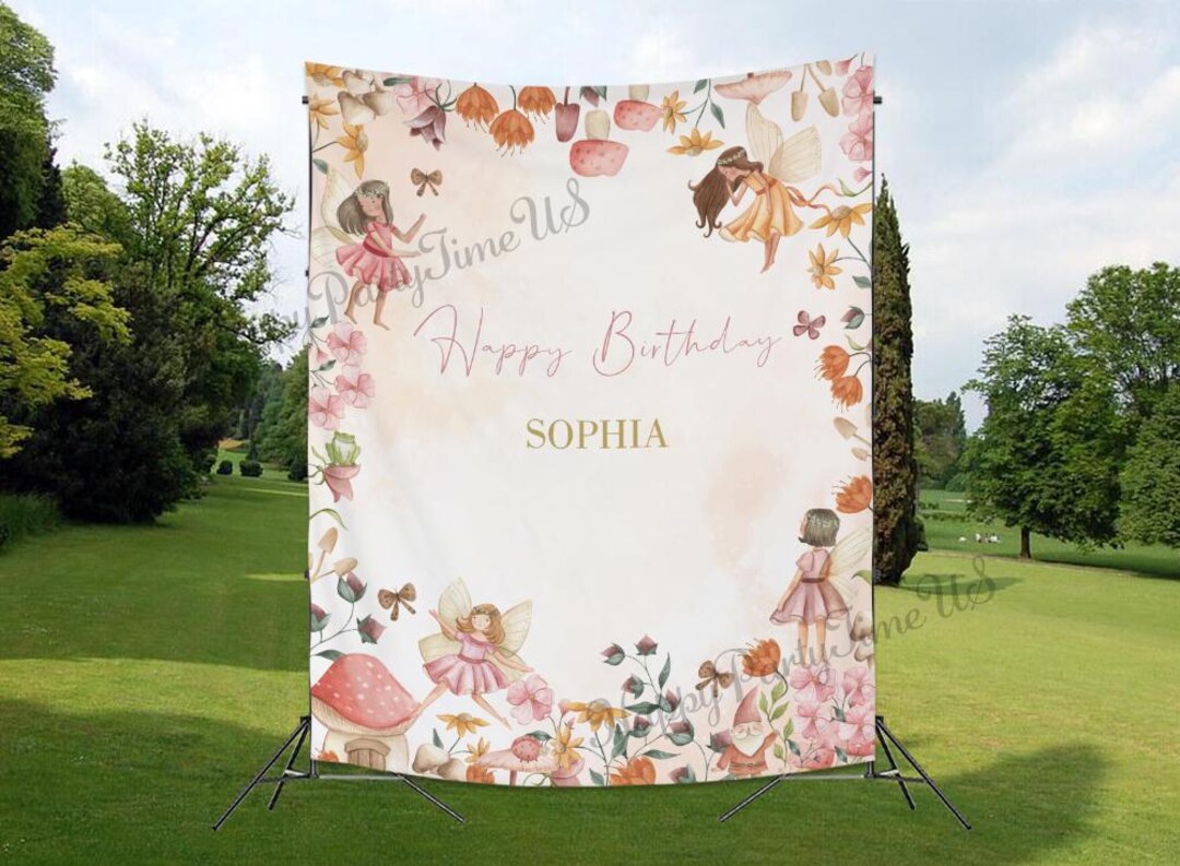 Custom Magical Floral Fairy Princess Backdrop, Princess Banner, Baby ...