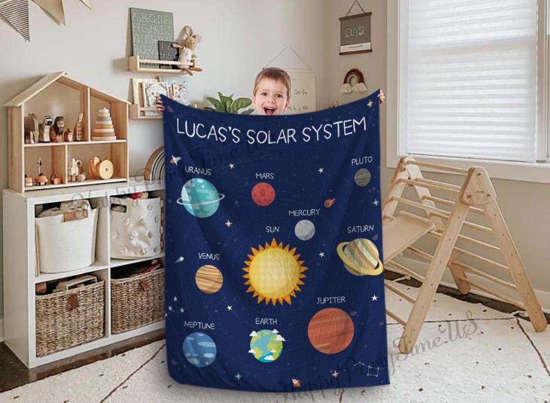 Custom Kids Solar System Blanket Custom Space Blanket With Name ...
