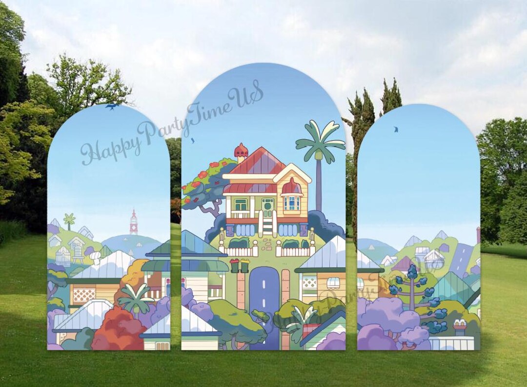 Blue Dog House Party Arch Backdrop Cover: Customizable Party Decoration ...