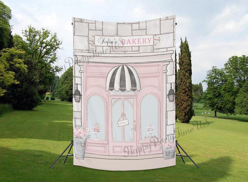 Custom Paris French Patisserie Storefront Bakery Backdrop, Café Party ...