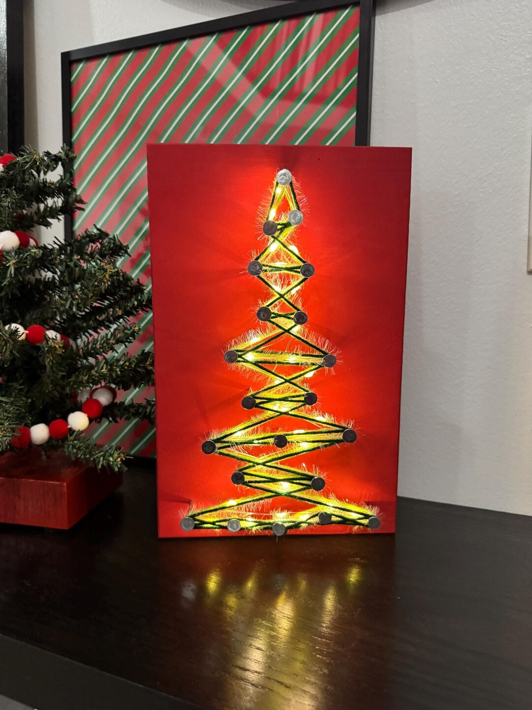 Light-up String Art Christmas Tree Decor – Handcrafted Holiday Sign - Etsy