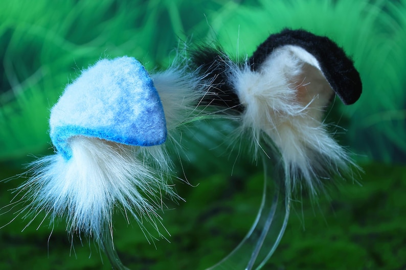 Black and Blue Stitching Dog Fox Ear Tail-cosplay--plush Headband ...