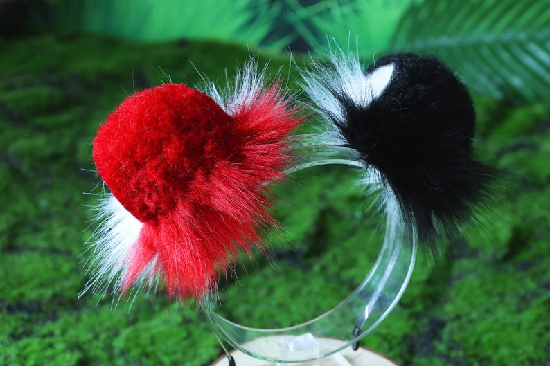 Black and Red Stitching Dog Fox Ear Tail-cosplay--plush Headband ...