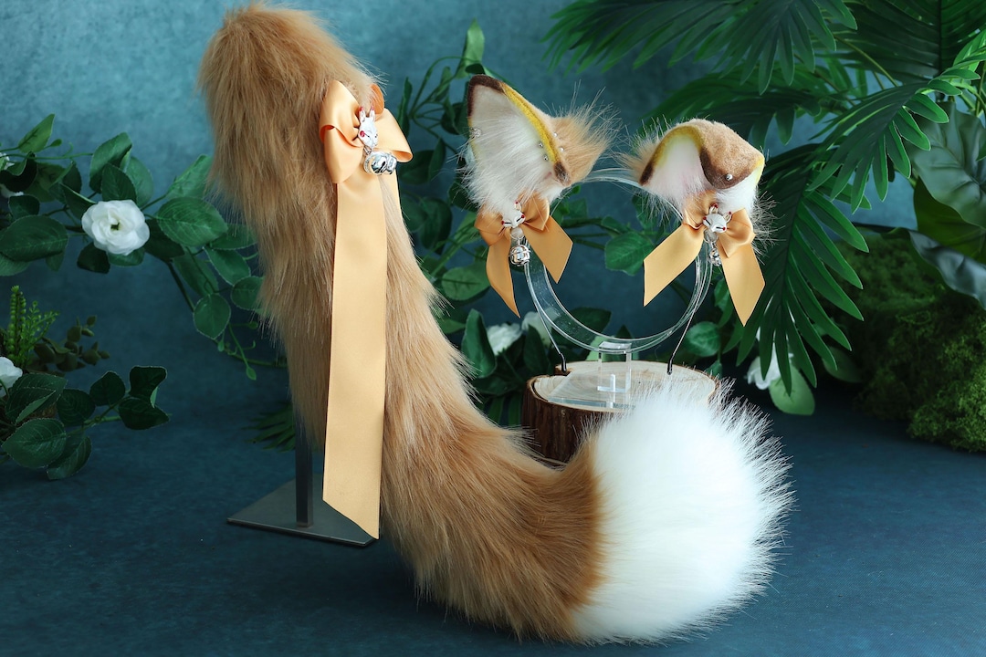 Light Gold Wolf Ears Tail-cosplay-animal Ears Headband-simulated Fox ...