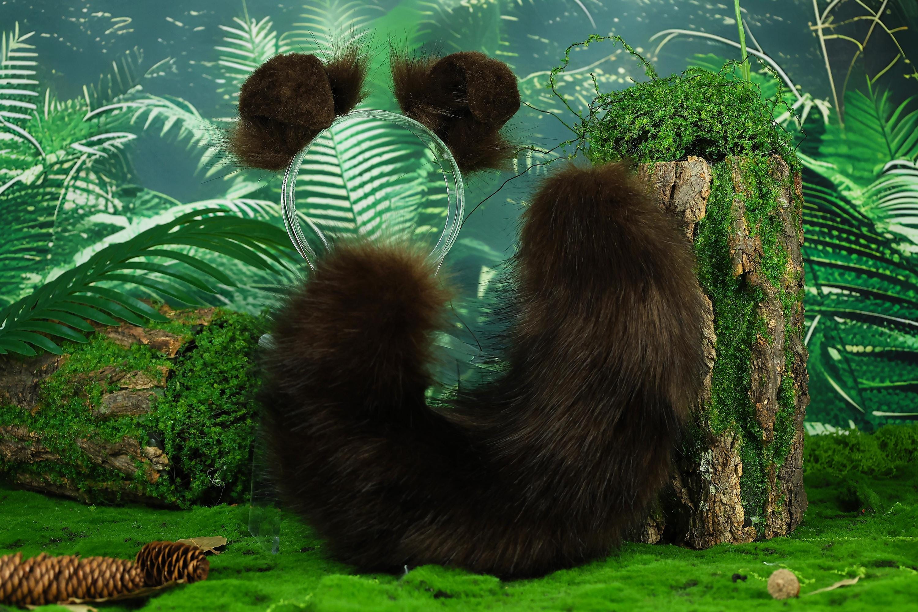 Cosplay Brown Puppy Ears and Tail Kitten Ears and Tail Simulation Ears ...