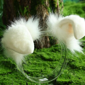White Dog Ear and Tail Set Realistic Faux Fur Shepherd Dog Ear and Tail ...