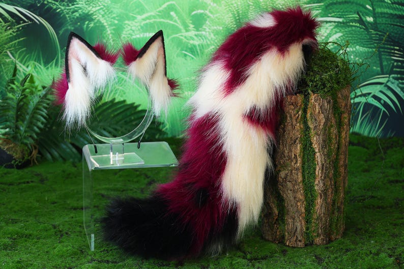 Three-color Patchwork Wolf Ears and Tail, Fox Cosplay - Costume ...
