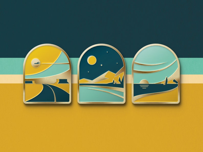 Horizons Enamel Pin Pack (beach, Desert, and Mountains) - Etsy