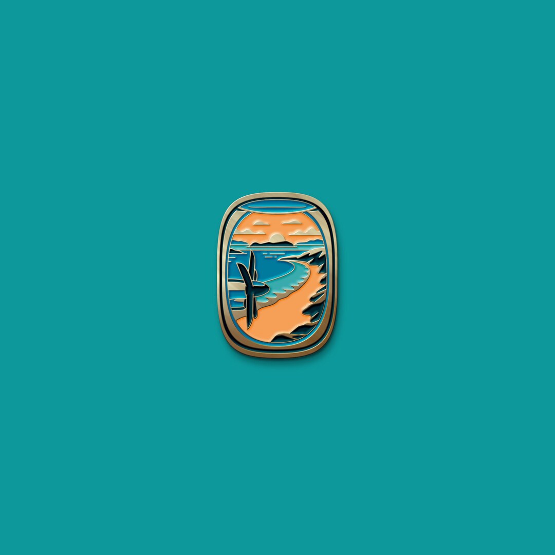 Island Enamel Pin (airplane Window Seat of Island Beach) - Etsy