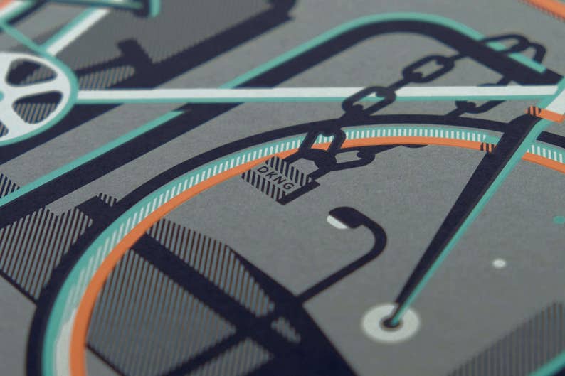 Downtown (fixie Bike 20"x16" Screen Print) - Etsy