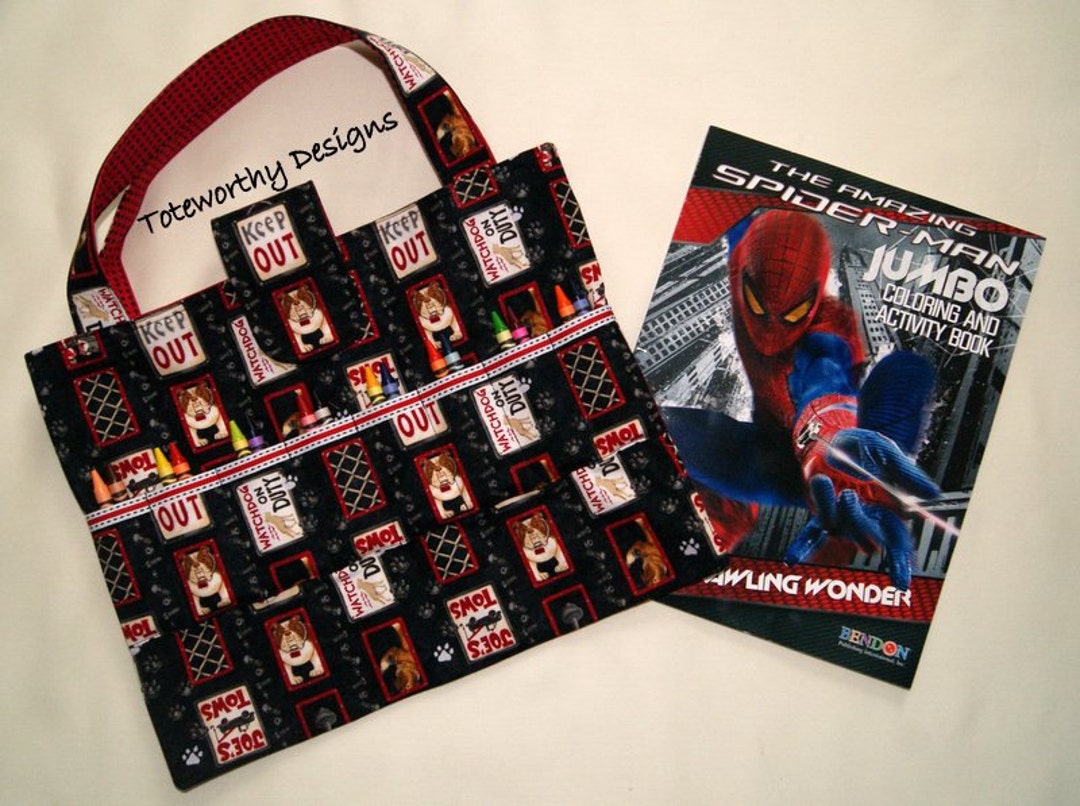 Kids Coloring Organizer Bag, Child Art Supplies Tote, Cotton Storage ...